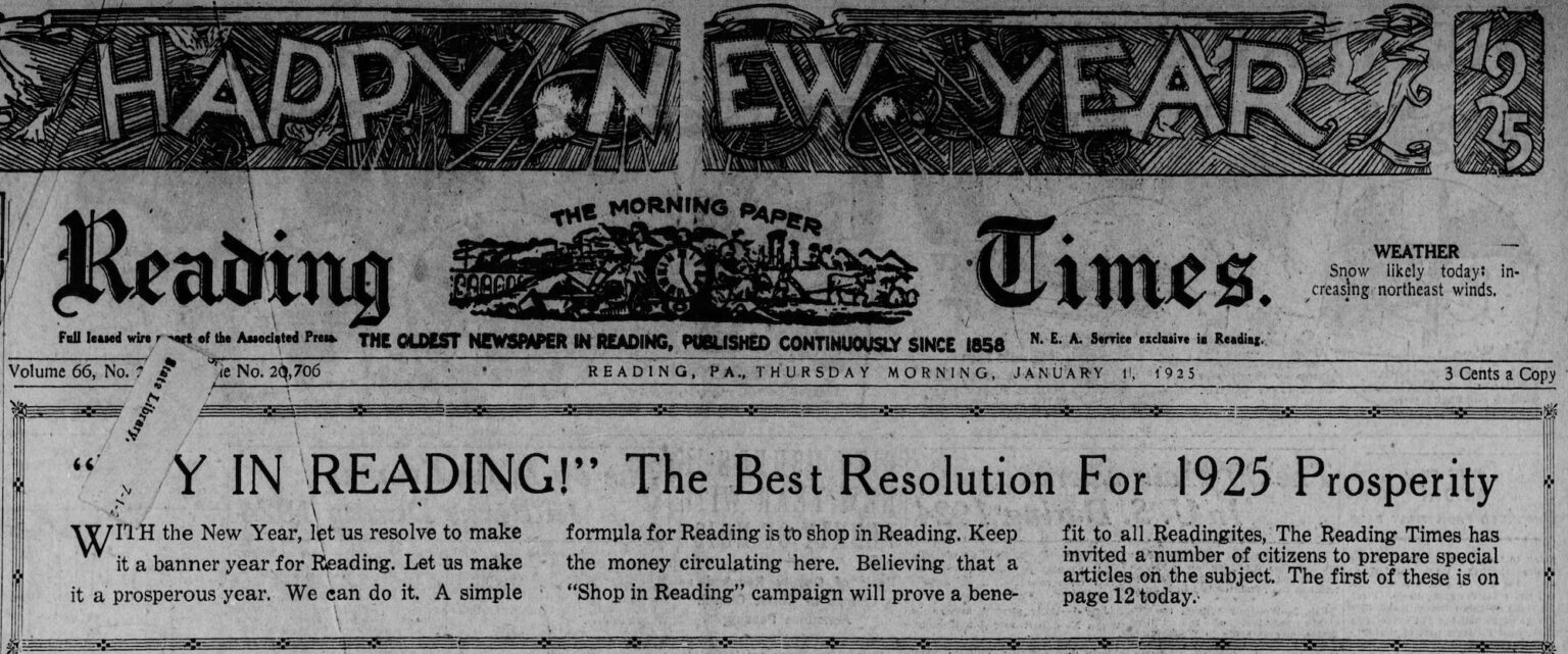Happy New Year, 1925 - Berks Nostalgia